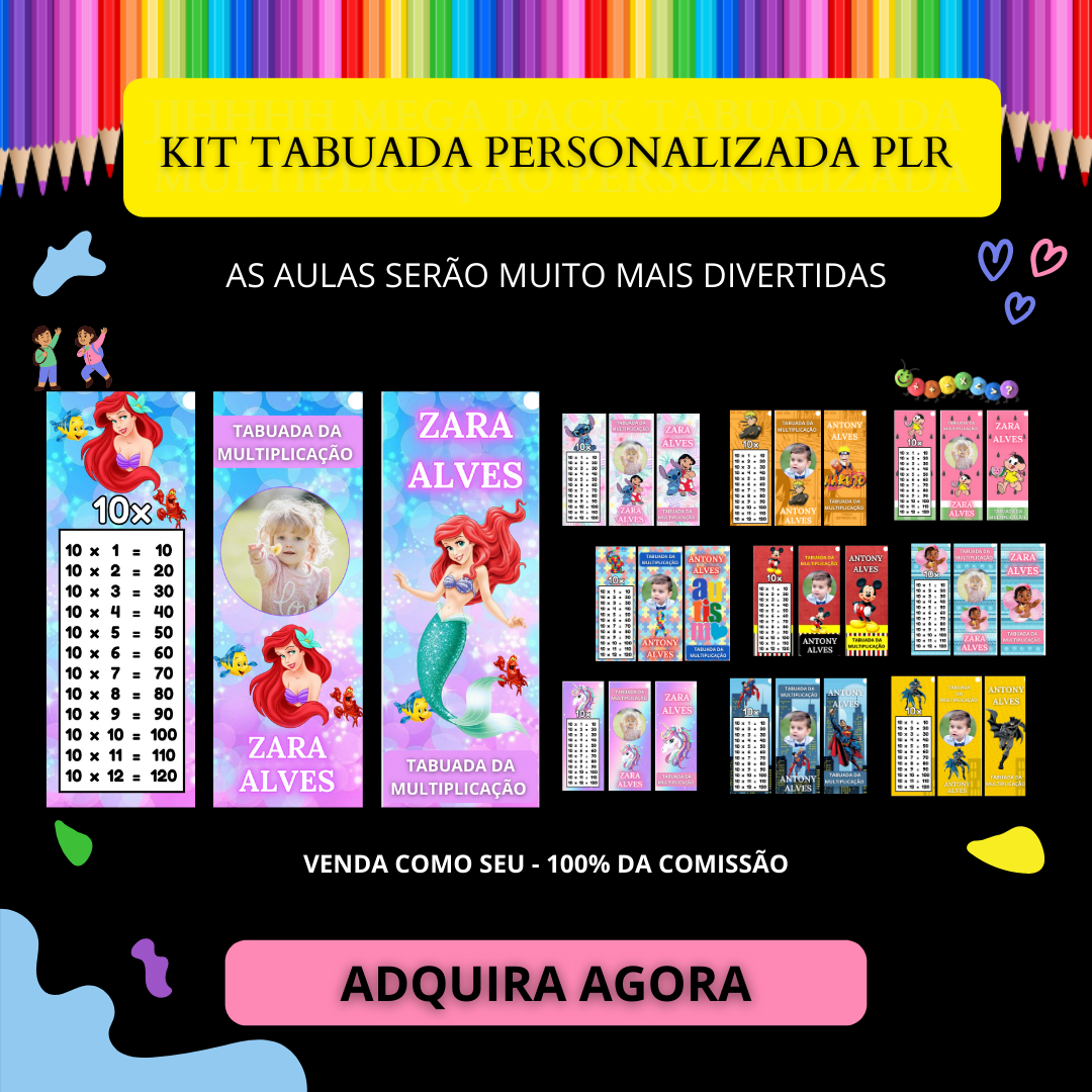 PLR KIT TABUADA ESCOLAR PERSONALIZADA - Vieira Nascimento | Hotmart