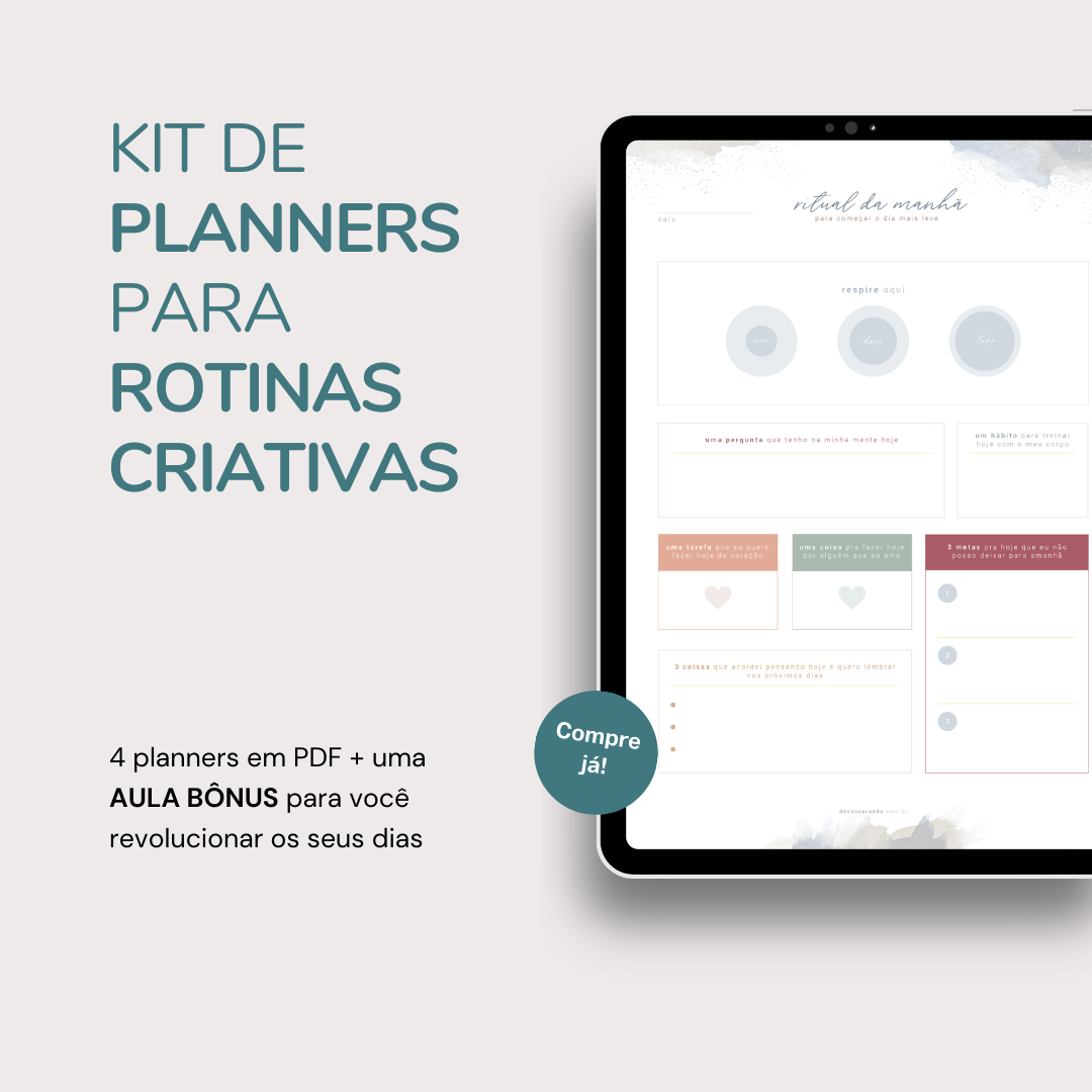kit de planners para rotinas criativas - Marcela De Mingo | Hotmart