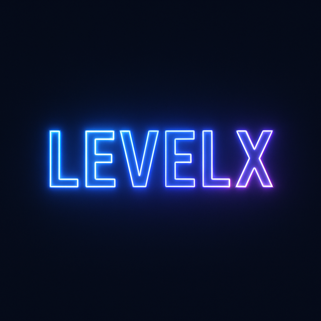 LEVELX - Logo Neon Futurista para Games, YouTube e Negócios Digitai...