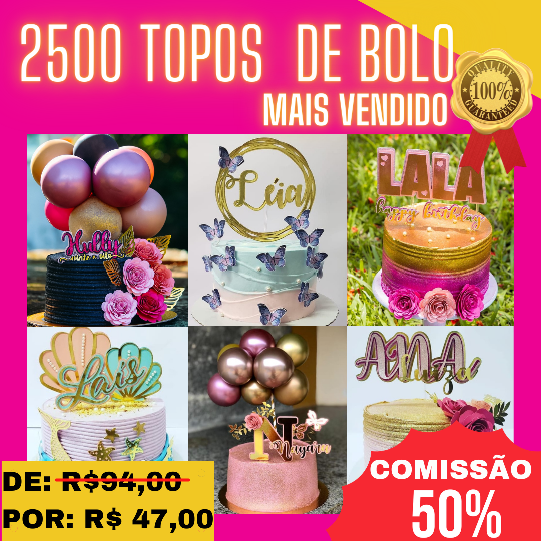 2500 TOPOS DE BOLO PERSONALIZADOS - ARTFESTDIGITAL | Hotmart