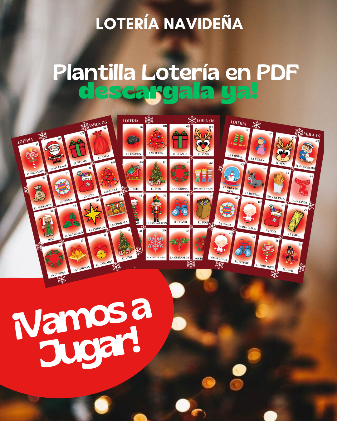 Lotería Navideña Digital – Tamaño Tabloide (PDF Imprimible) - Zaida...