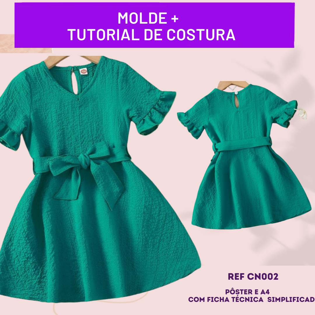 molde vestido infantil com tutorial 1 a 12 anos - Modelitos Moldes ...