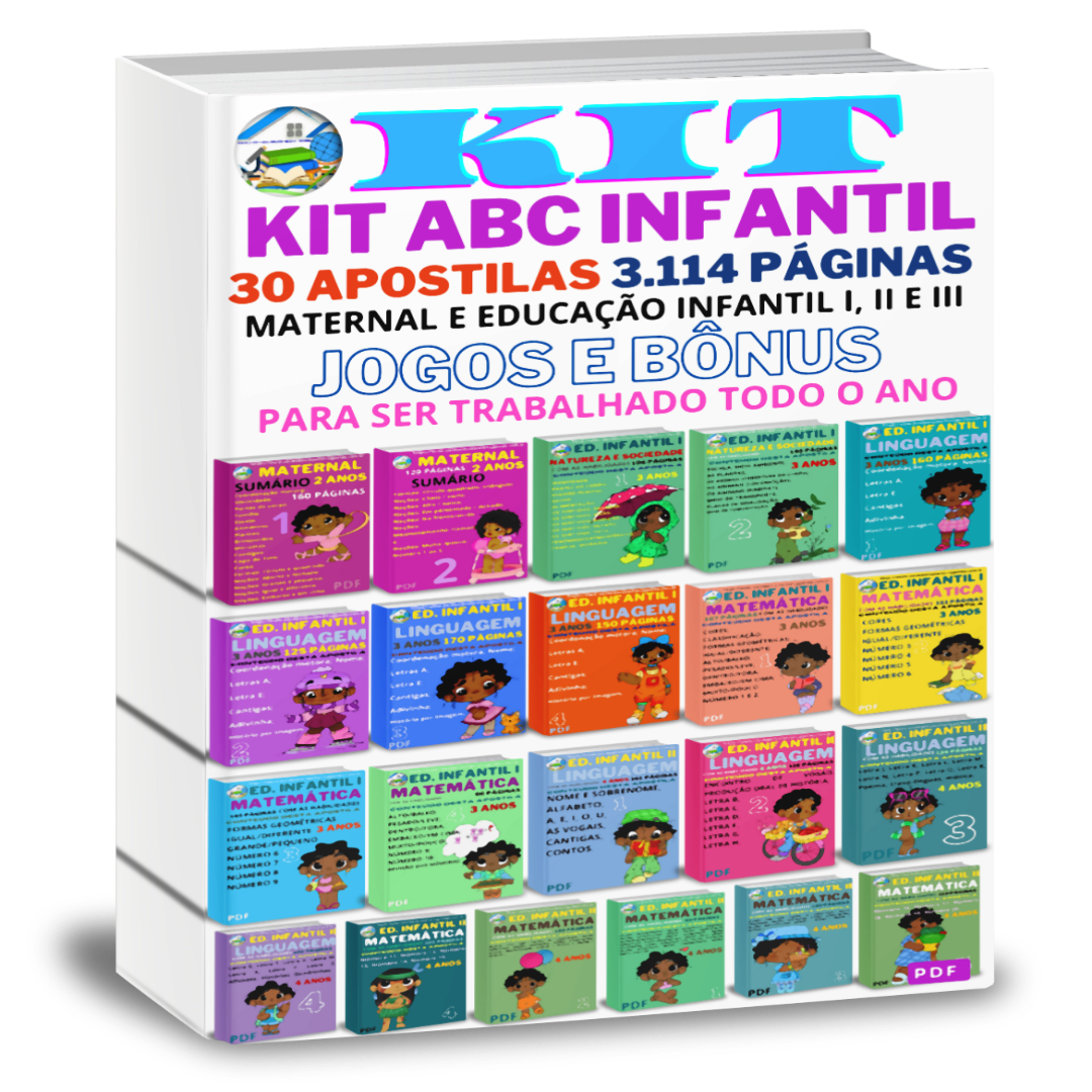 KIT ABC INFANTIL com 30 Apostilas, 5 Atividades, Bônus e Jogos (3....
