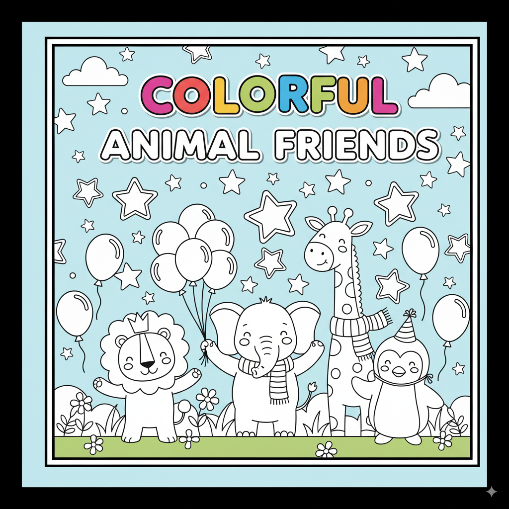 Colorful Animal Friends: Coloring Book - Júlia da Silva | Hotmart