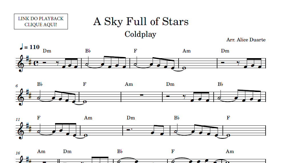 A Sky Full of Stars (Coldplay) - Partitura para Instrumentos em Mi ...