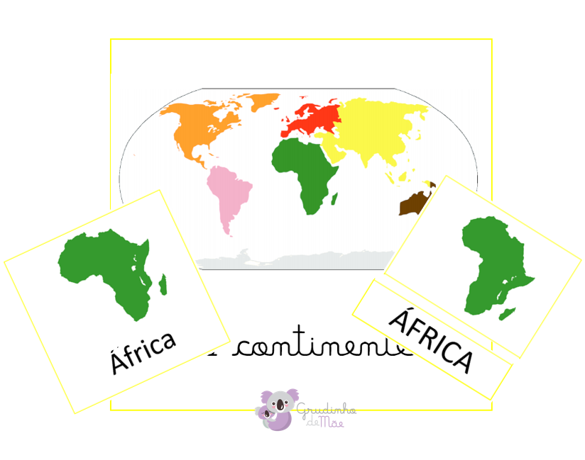 Cards Montessori Continentes - Kit Completo