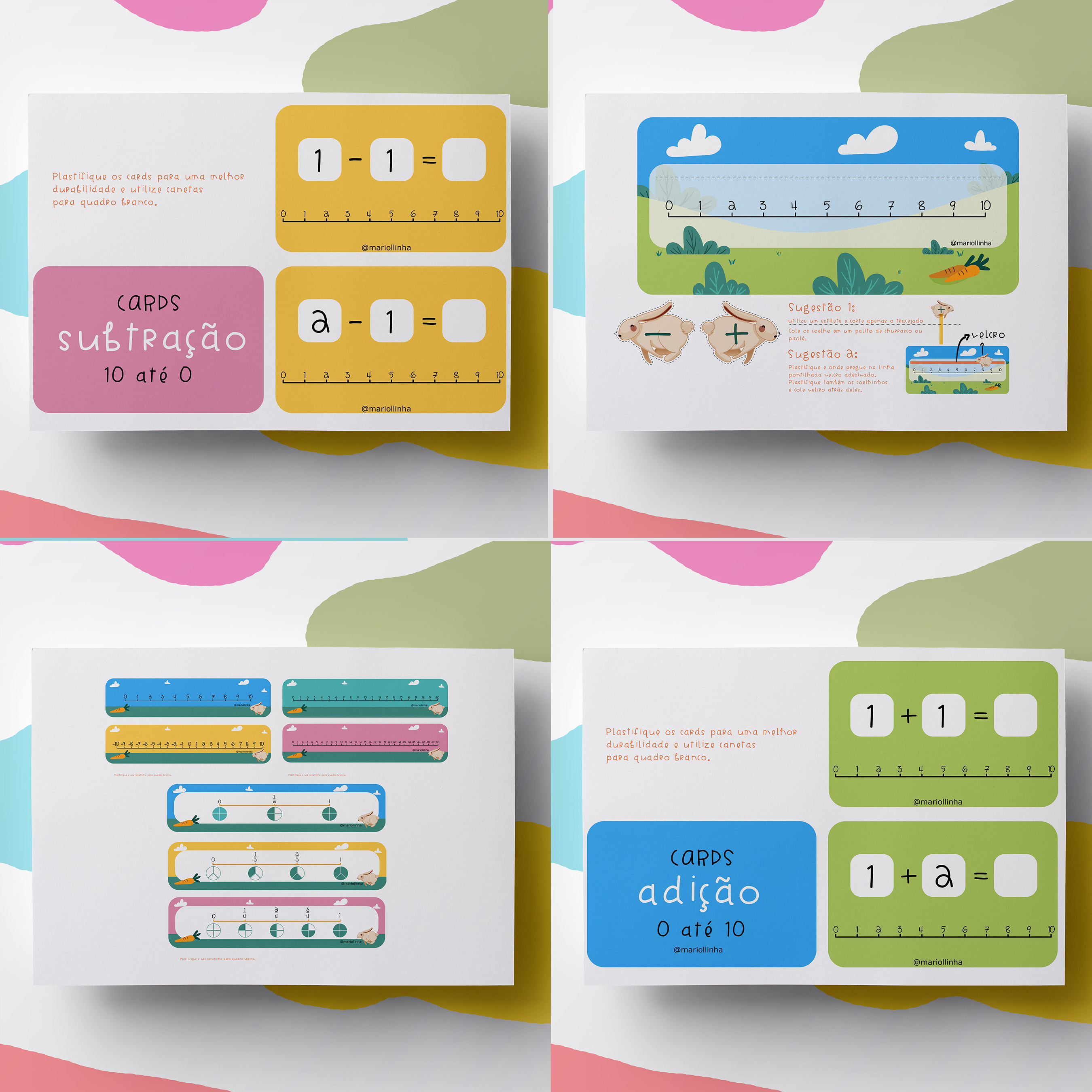 Reta Numérica e Cards de Adição e Subtração