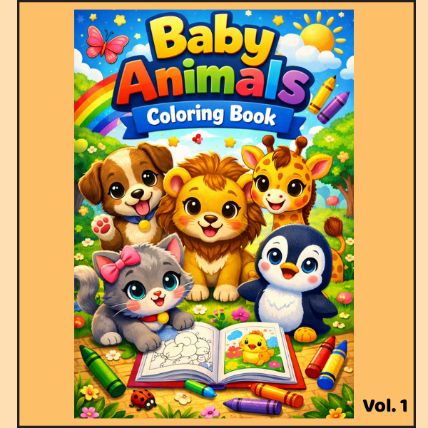 Baby Animals Coloring Book for Kids – Cute, Fun & Educational P...