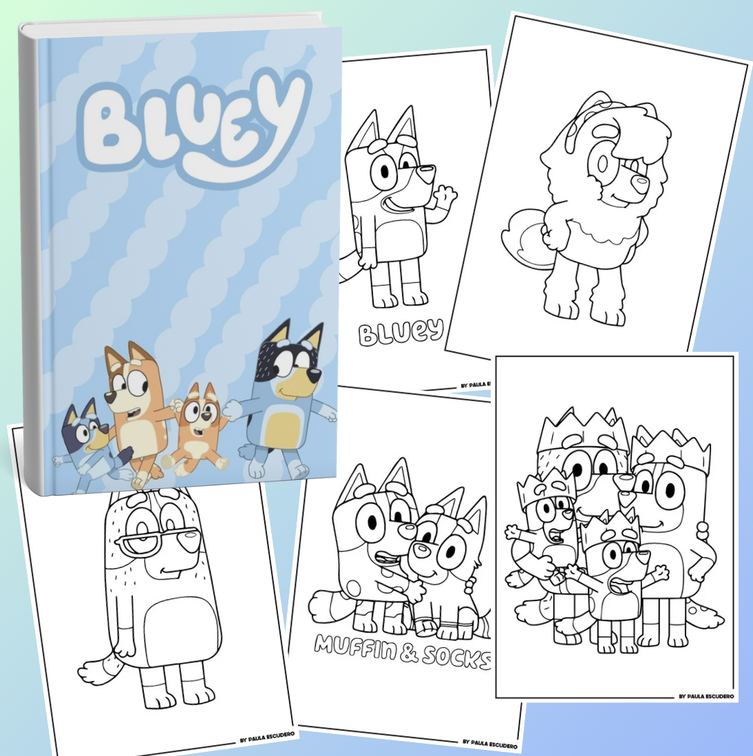 📘 Libro para Colorear de Bluey para Niños – 15 Páginas Imprimibles...