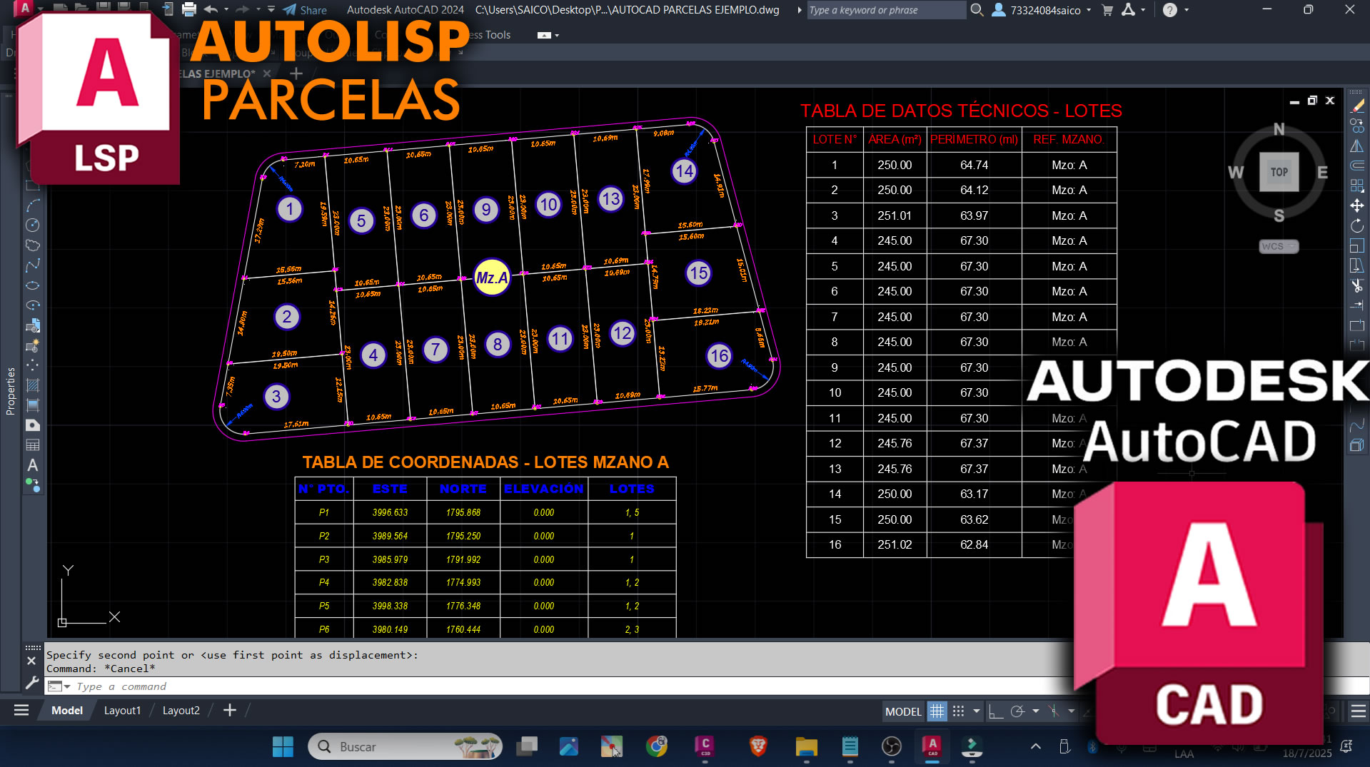 Rutina Autolisp Parcelas AUTOCAD