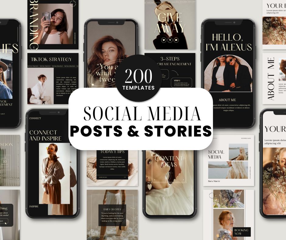 200 Social Media Posts & Stories Template Mockups - Belen Diaz ...