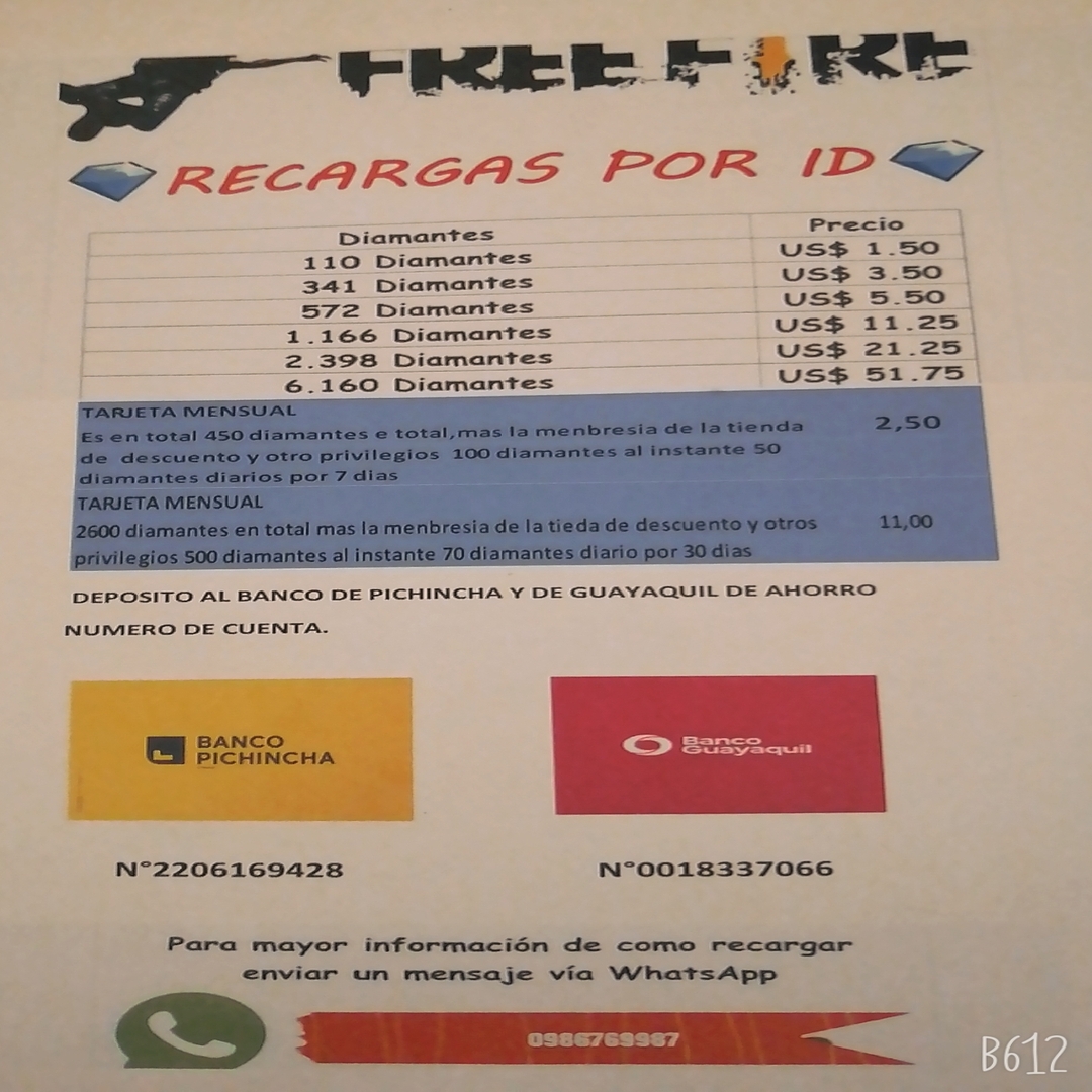 Recargas de diamantes de free fire - Cristián Reynoso | Hotmart