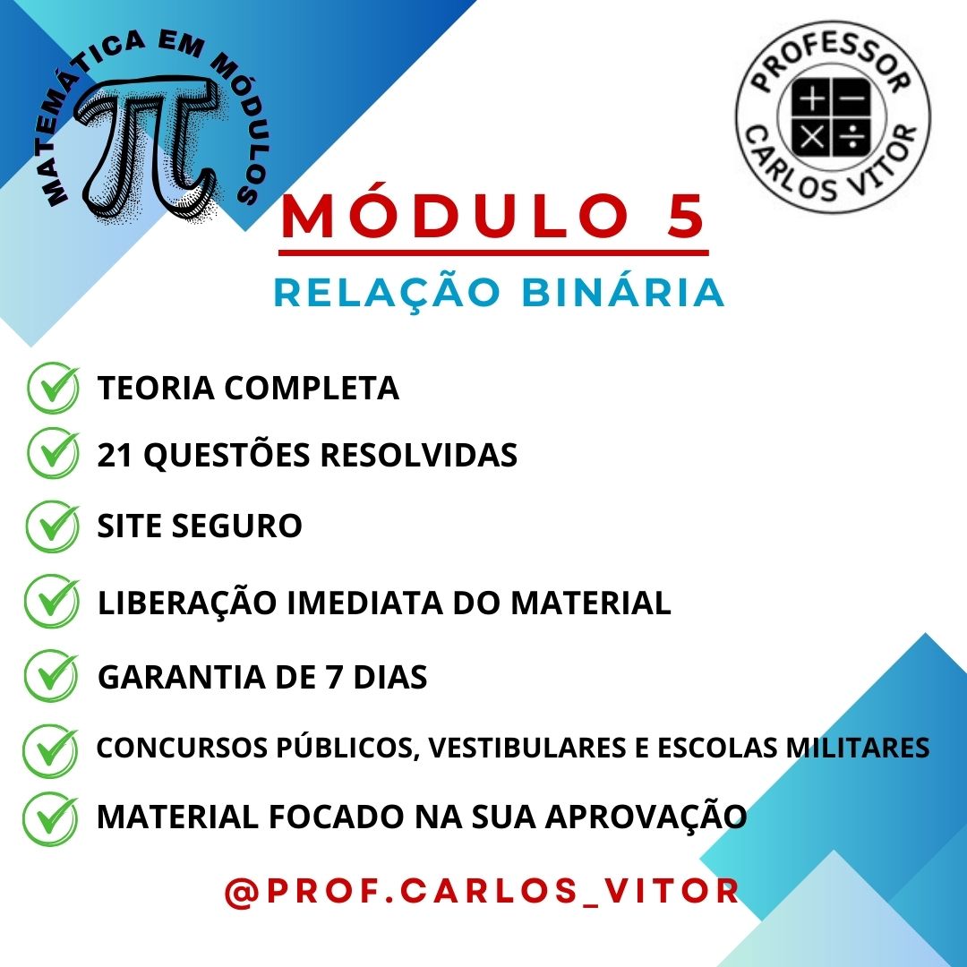MATEMÁTICA EM MÓDULOS (MÓDULO 5 - RELAÇÃO BINÁRIA) - Carlos Vitor