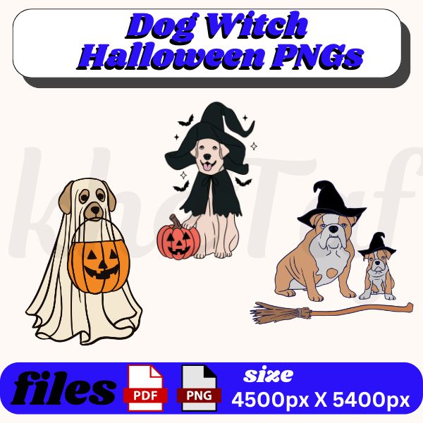 Dog Witch Halloween PNGs | Cute and Spooky Dog Witch Clipart,dogs,