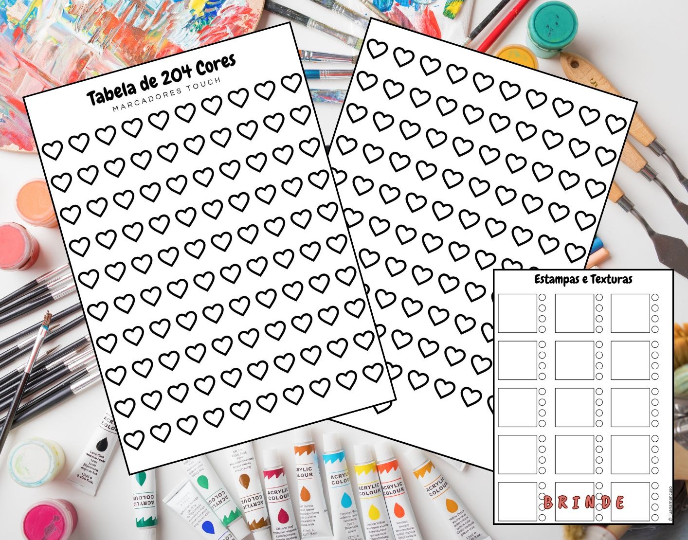 Tabela de 204 Cores para Marcadores Touch – Gabarito Perfeito para ...