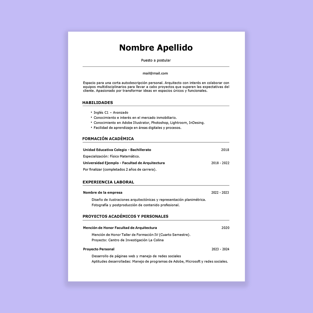 Plantilla de CV Currículum minimalista fácil de editar y personalizar ...