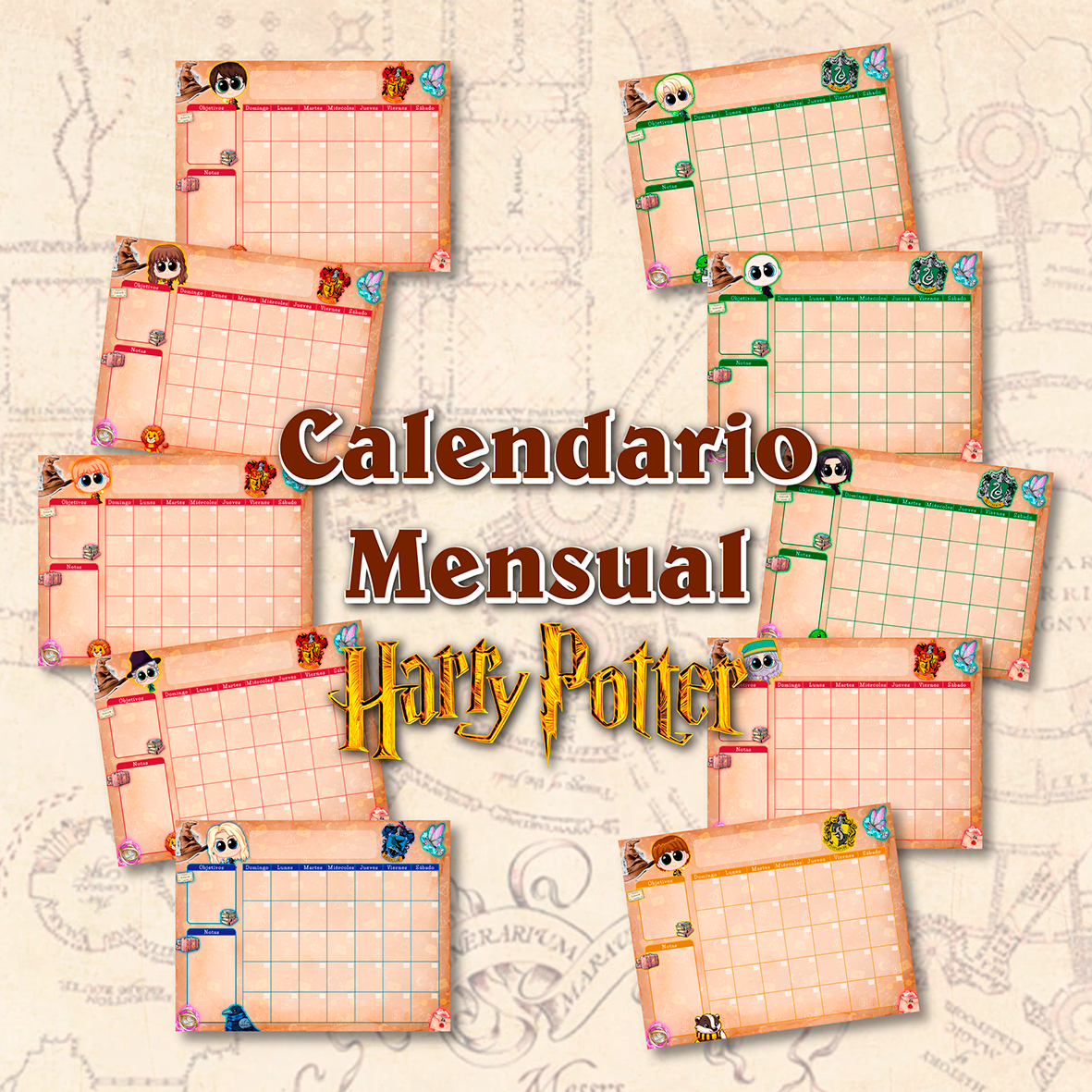 Calendario Mensual Sin Fechas Temática de Harry Potter Para Imprimi...
