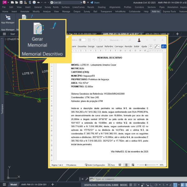 Plugin Memorial Descritivo AdCAD