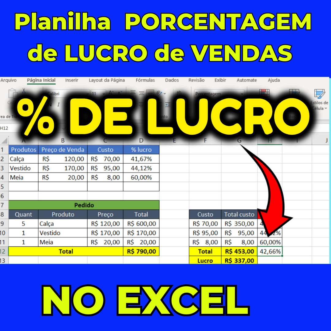 Planilha Para Calcular A PORCENTAGEM De LUCRO De Uma Venda No EXCEL Planilha Para Calcular A PORCENTAGEM De LUCRO De Uma Venda No EXCEL