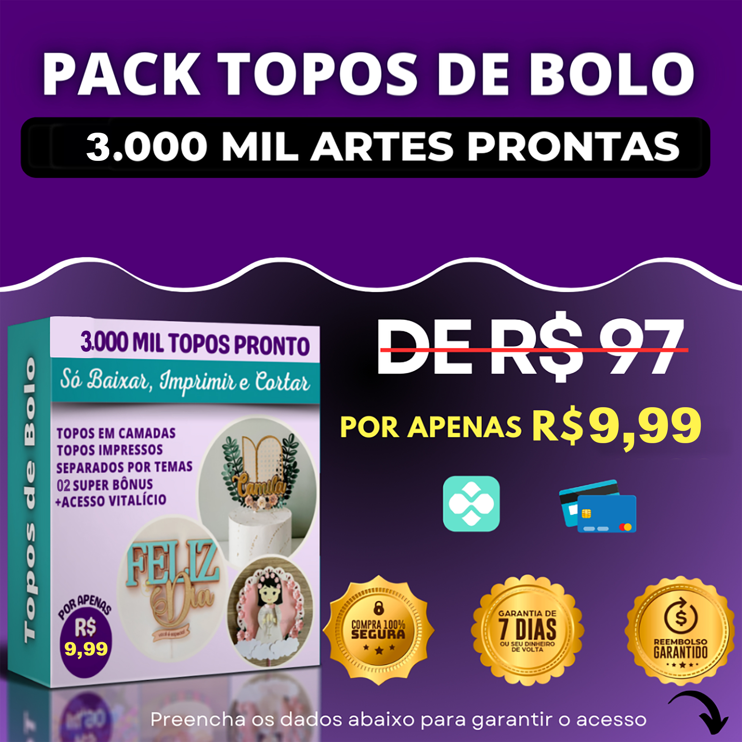 Pack 3000 Topos de bolo - Personalizados de Sucesso - Transformativ...