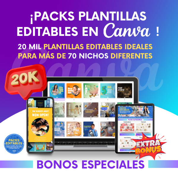 Packs Plantillas Editables Canva - AV PACKS | Hotmart