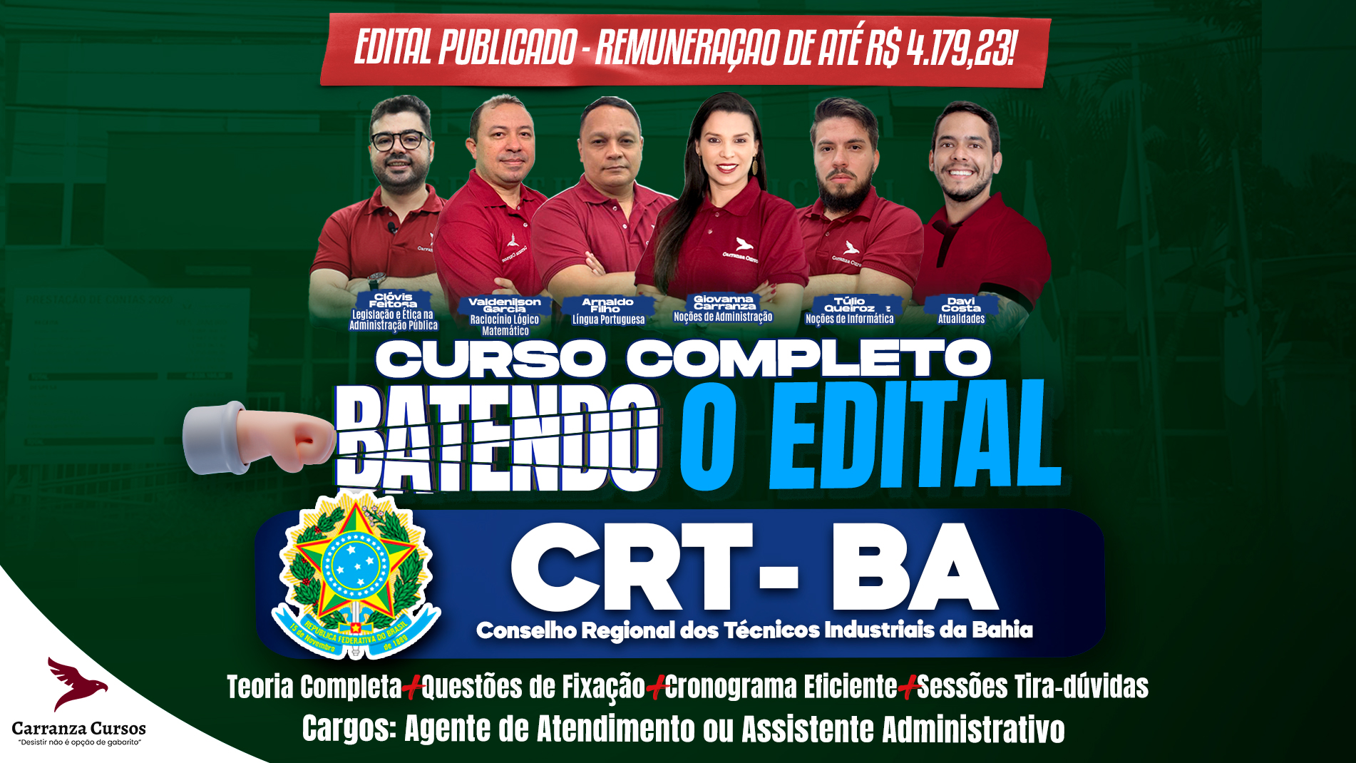 CRT - BA - BATENDO O EDITAL - Carranza Cursos LTDA | Hotmart