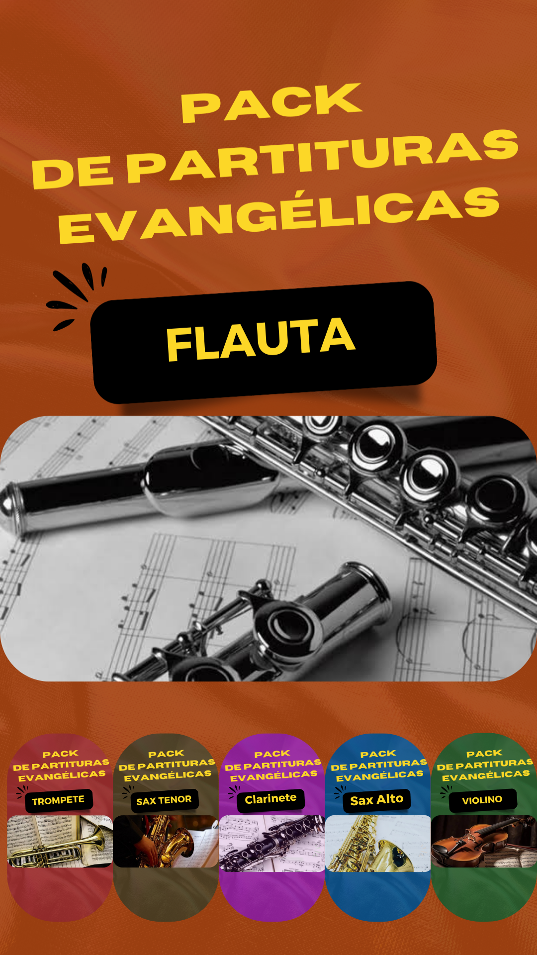 PACK DE PARTITURAS EVANGÉLICAS PARA FLAUTA