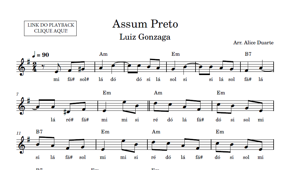 Assum Preto (Luiz Gonzaga) - Partitura Facilitada com Playback - Al...