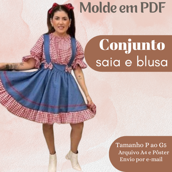 MOLDE EM PDF CONJUNTO SAIA E BLUSA - Universo dos moldes | Hotmart