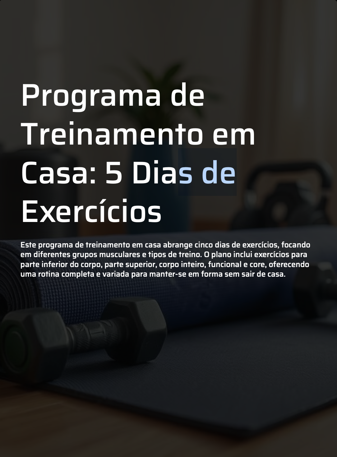 Programa de Treinamento em Casa: 5 Dias de Exercícios - Redator Jef...