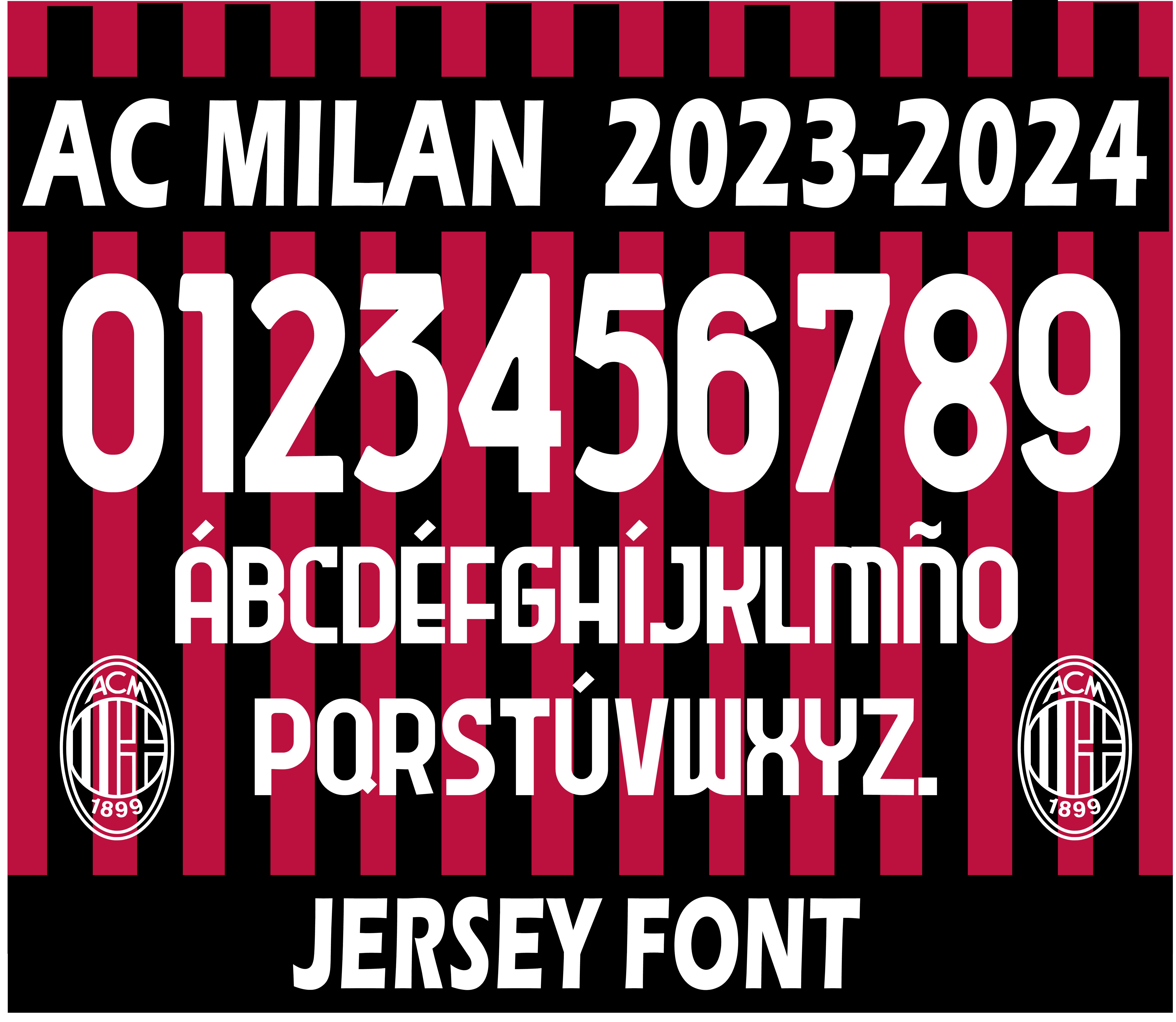 FONT AC MILAN 2023-2024 VECTOR TTF, SVG, PDF, PNG, JPG - jose river...