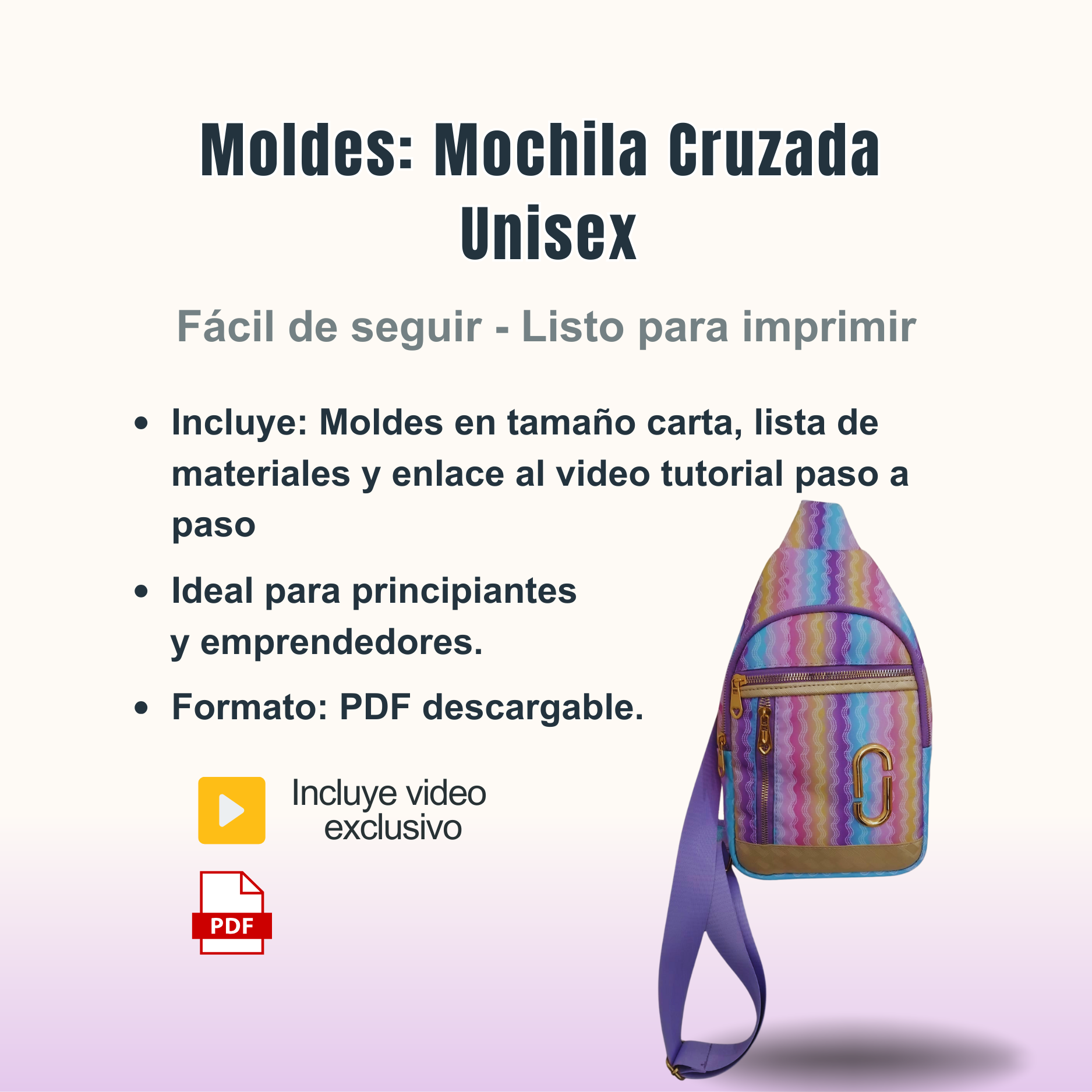 Molde Mochila Cruzada Unisex | Tutorial paso a paso