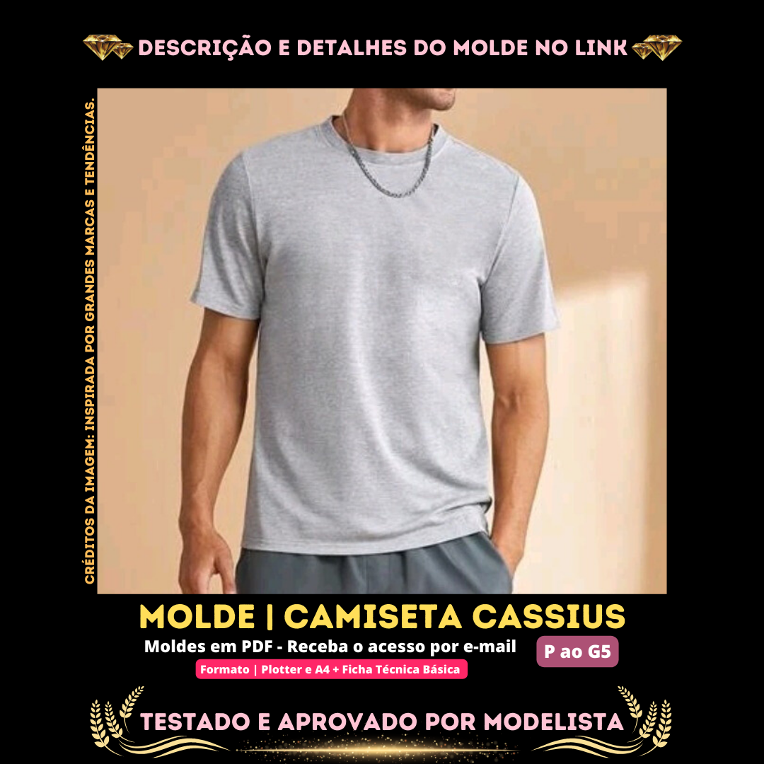 ⚫Black November [Molde em PDF] - Camiseta Cassius. ID 3629736 - Em...