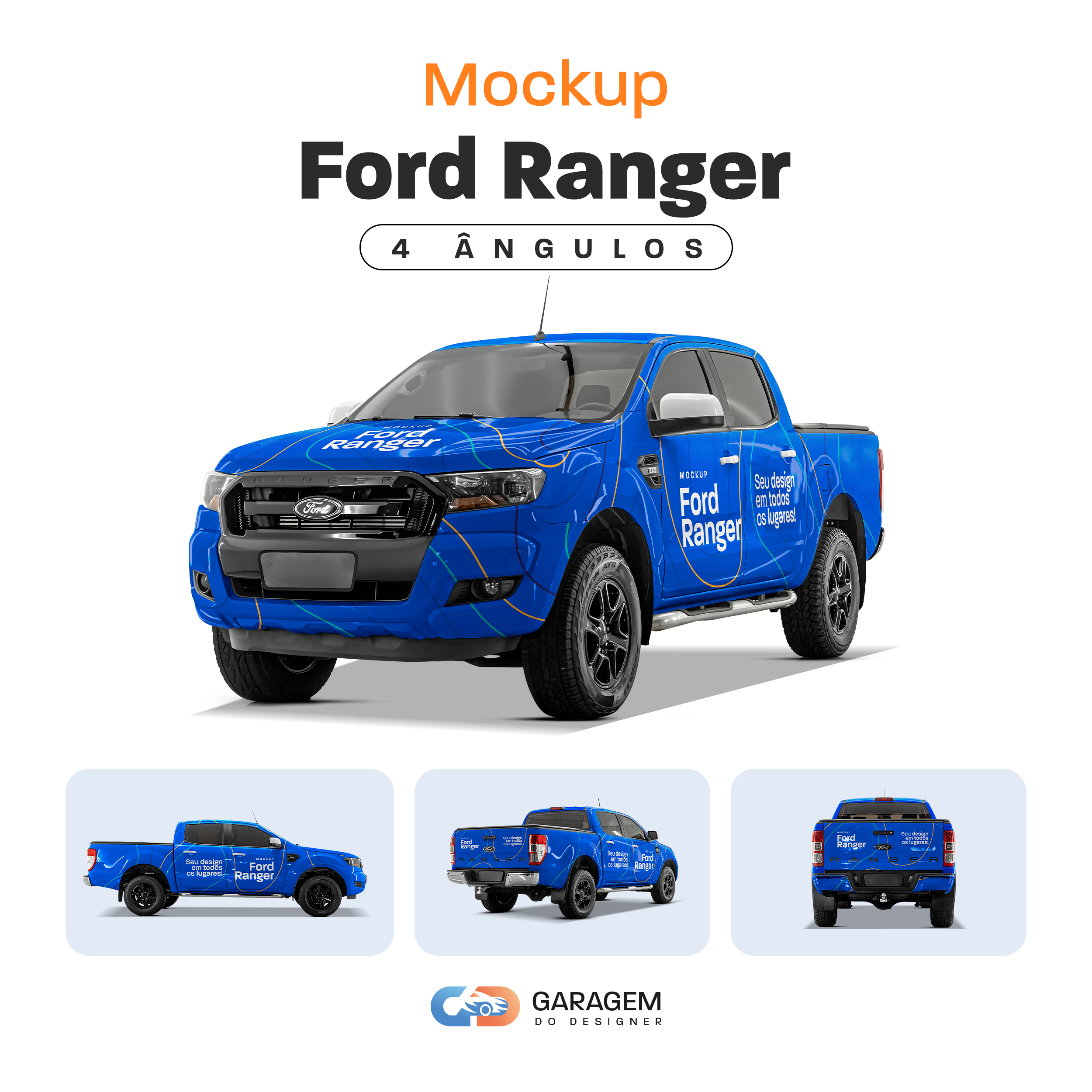 Mockup Ford Ranger - 4 Ângulos - Garagem do Designer (DesignerBasto...