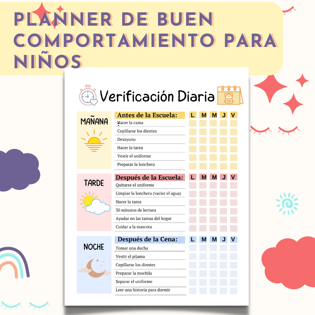 Planner de Buen Comportamiento para Niños - Producto en español - A...
