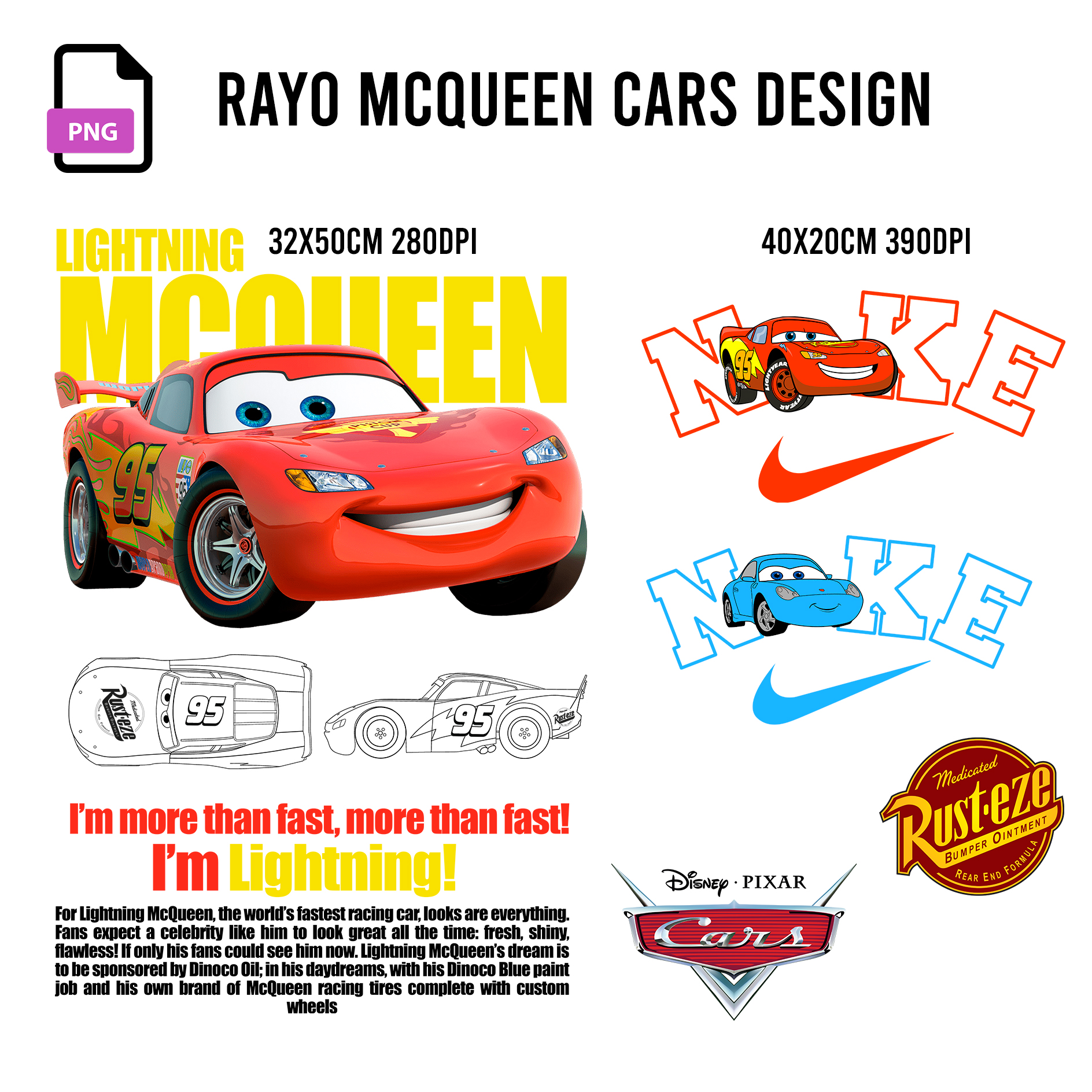 PACK RAYO MCQUEEN PNG Formato 280dpi - Cesar BENEGAS | Hotmart