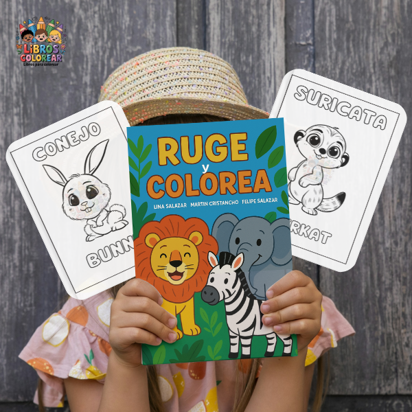 Ruge y Colorea: Libro bilingüe de animales para pintar - ¡Libros Co...