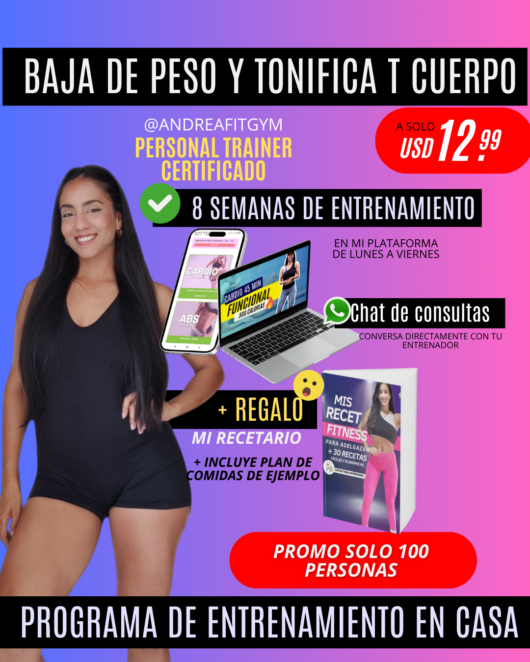 Baja de Peso en casa con AndreafitGYM - Andrea Fit Gym | Hotmart