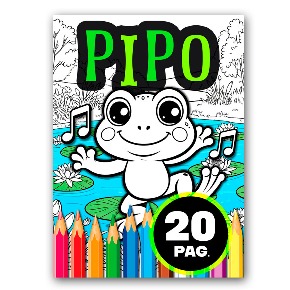 Educational coloring book – Pipo, the frog. Libro para colorear edu...