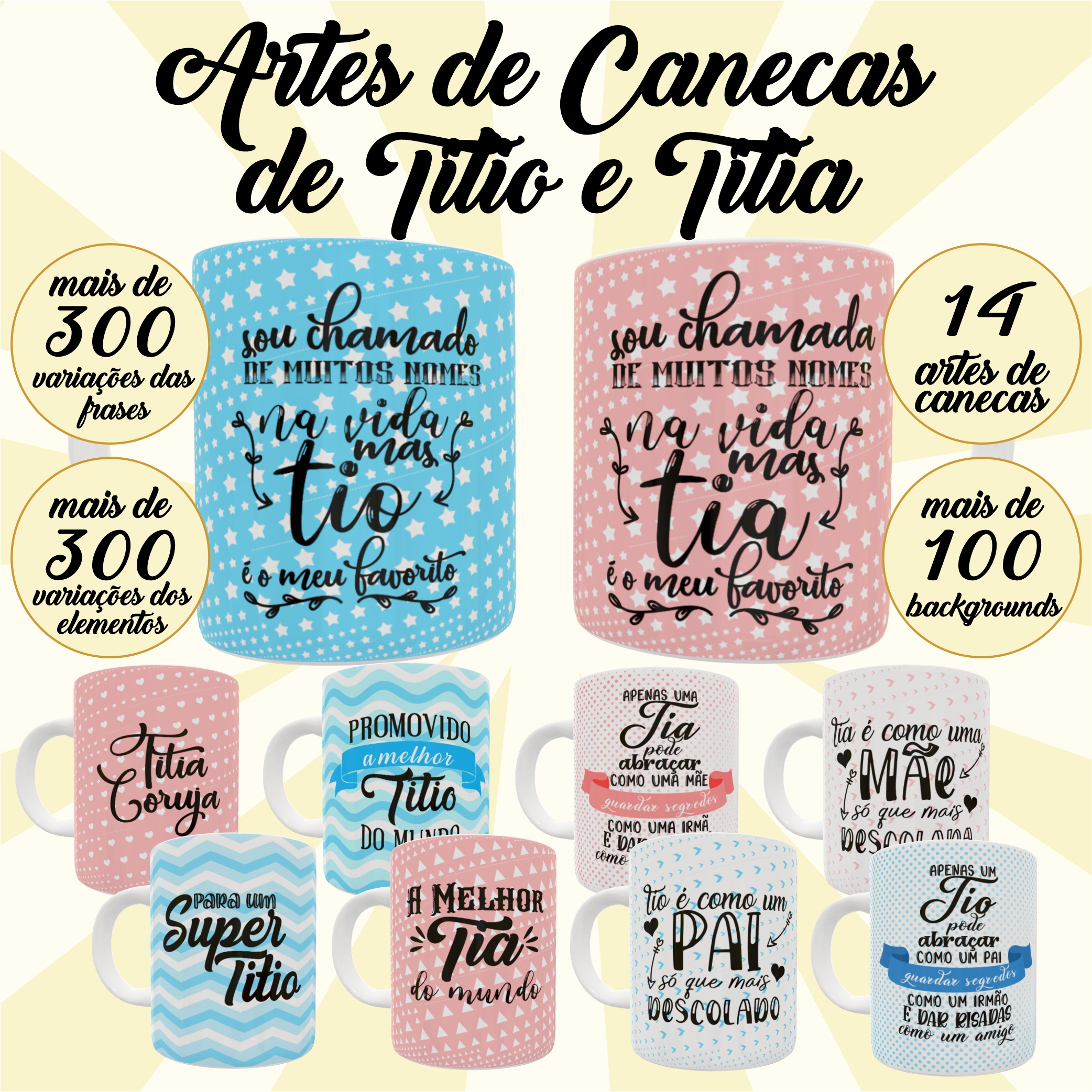 Pacote de Artes para Canecas Titios e Titias