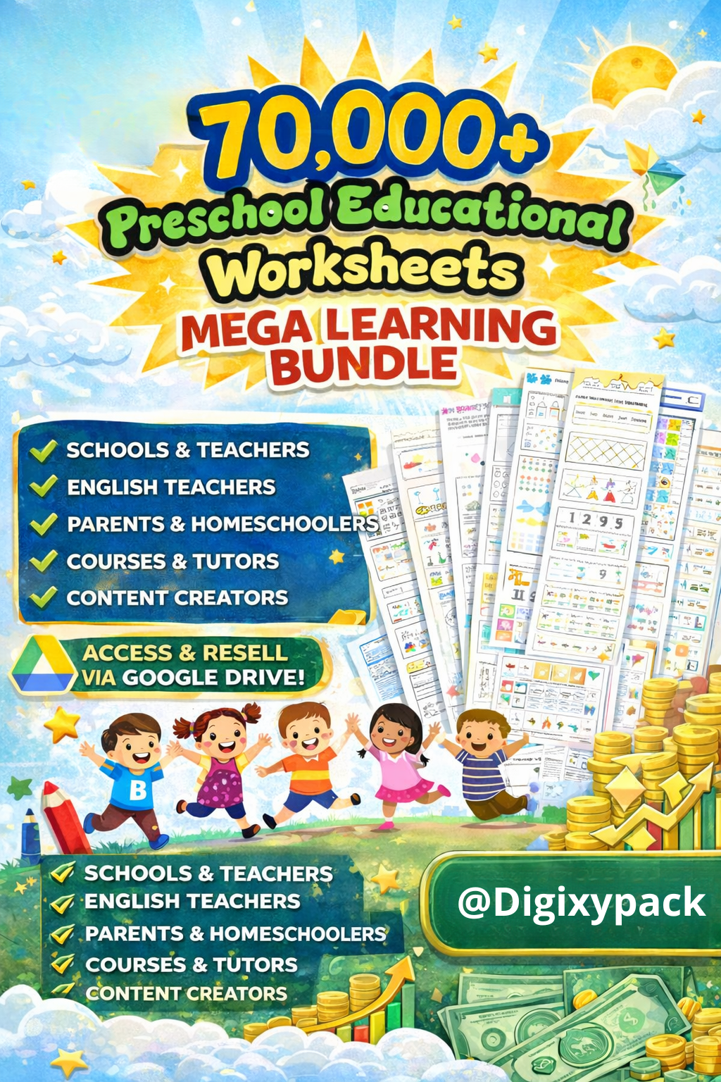 70,000+ Preschool Educational Worksheets – Mega Learning Bundle - D...