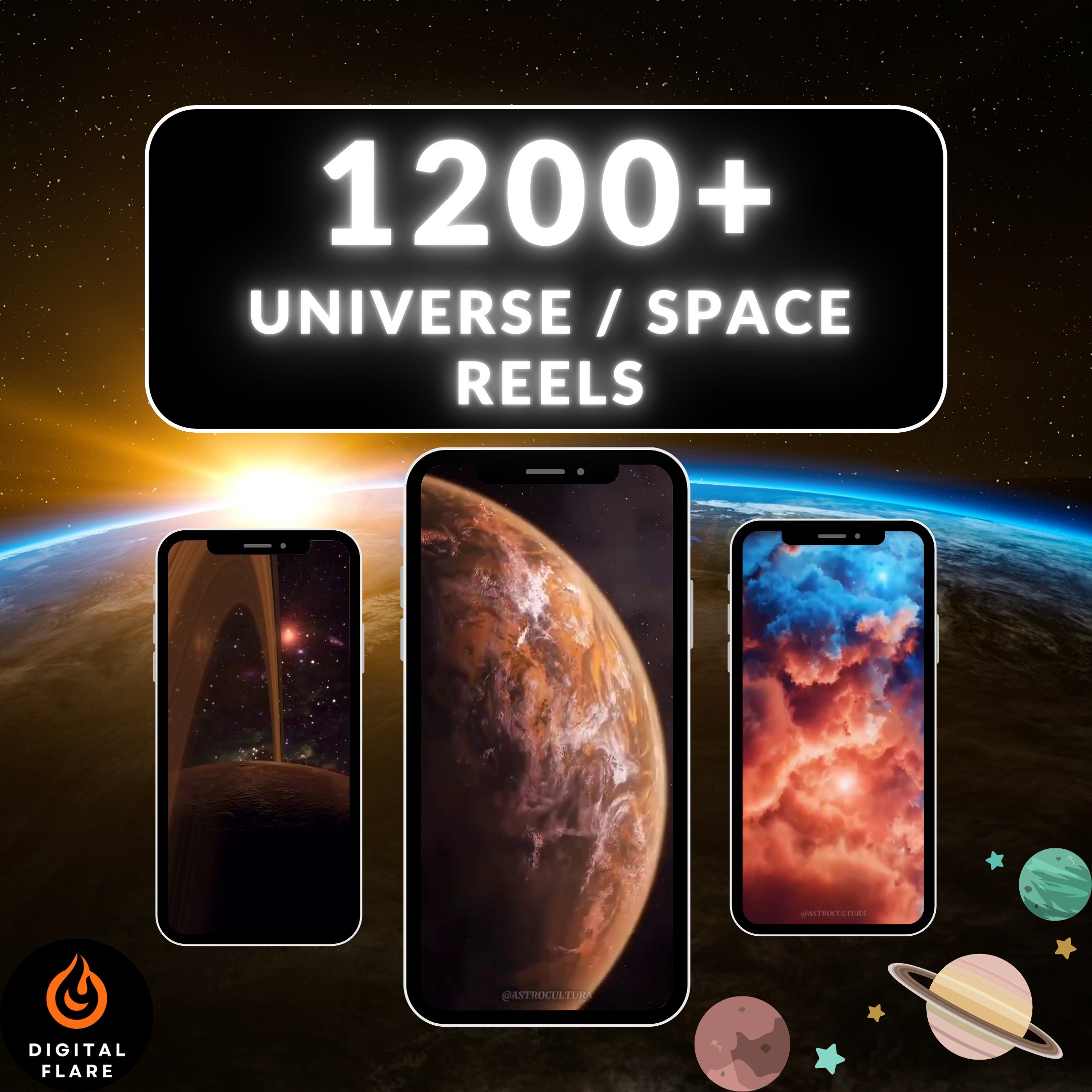 1200+ Space Galaxy Reels Bundle | Aesthetic Faceless Short Videos for ...