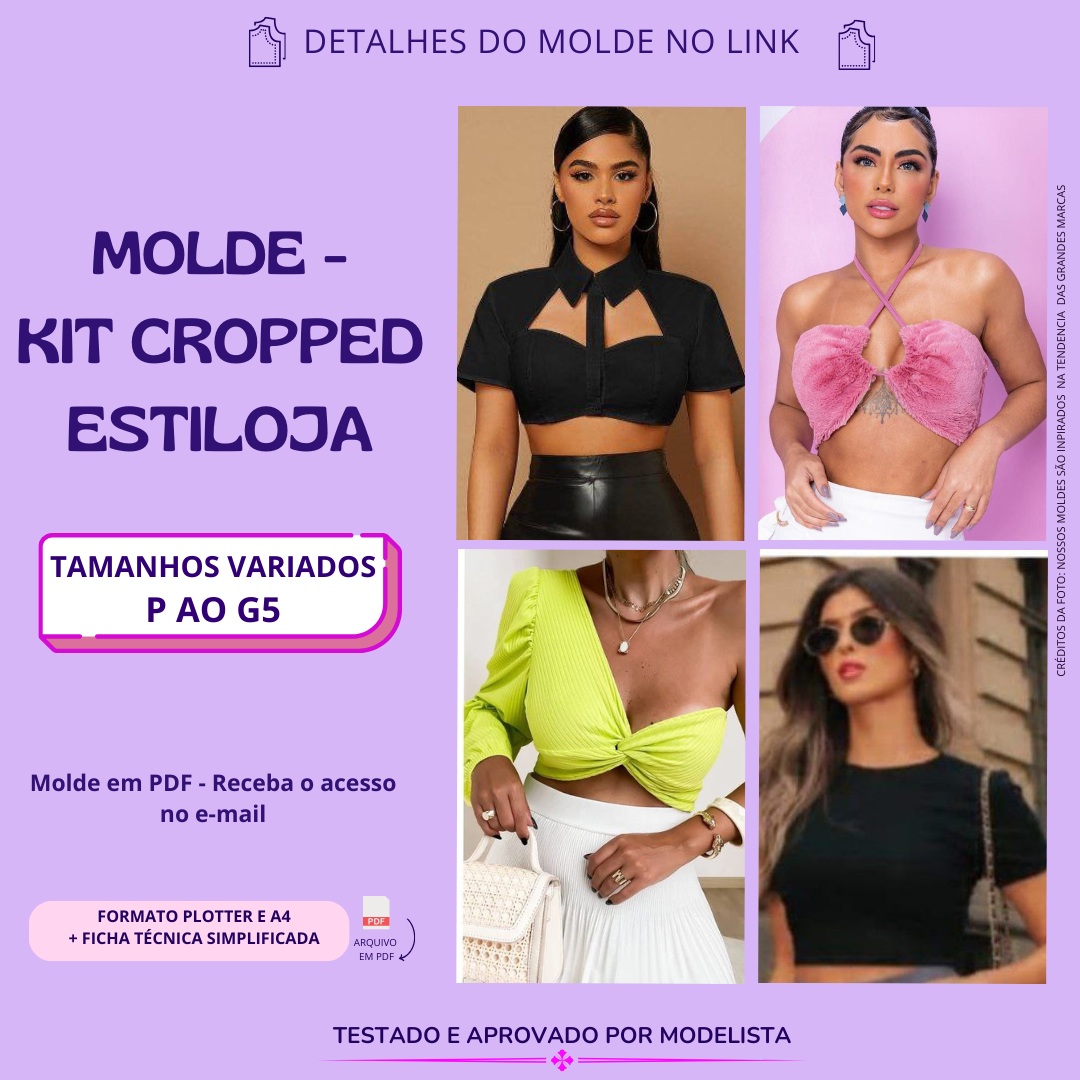 Molde Kit Cropped Estilosa - Bora costurar | Hotmart