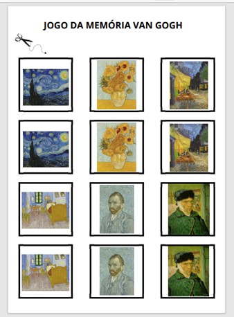 JOGO DA MEMÓRIA VAN GOGH - Ateliê Edu | Hotmart