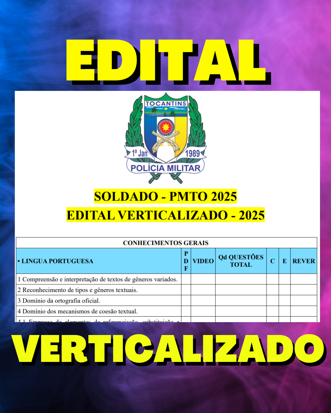 SOLDADO - PMTO 2025 - Edital Verticalizado