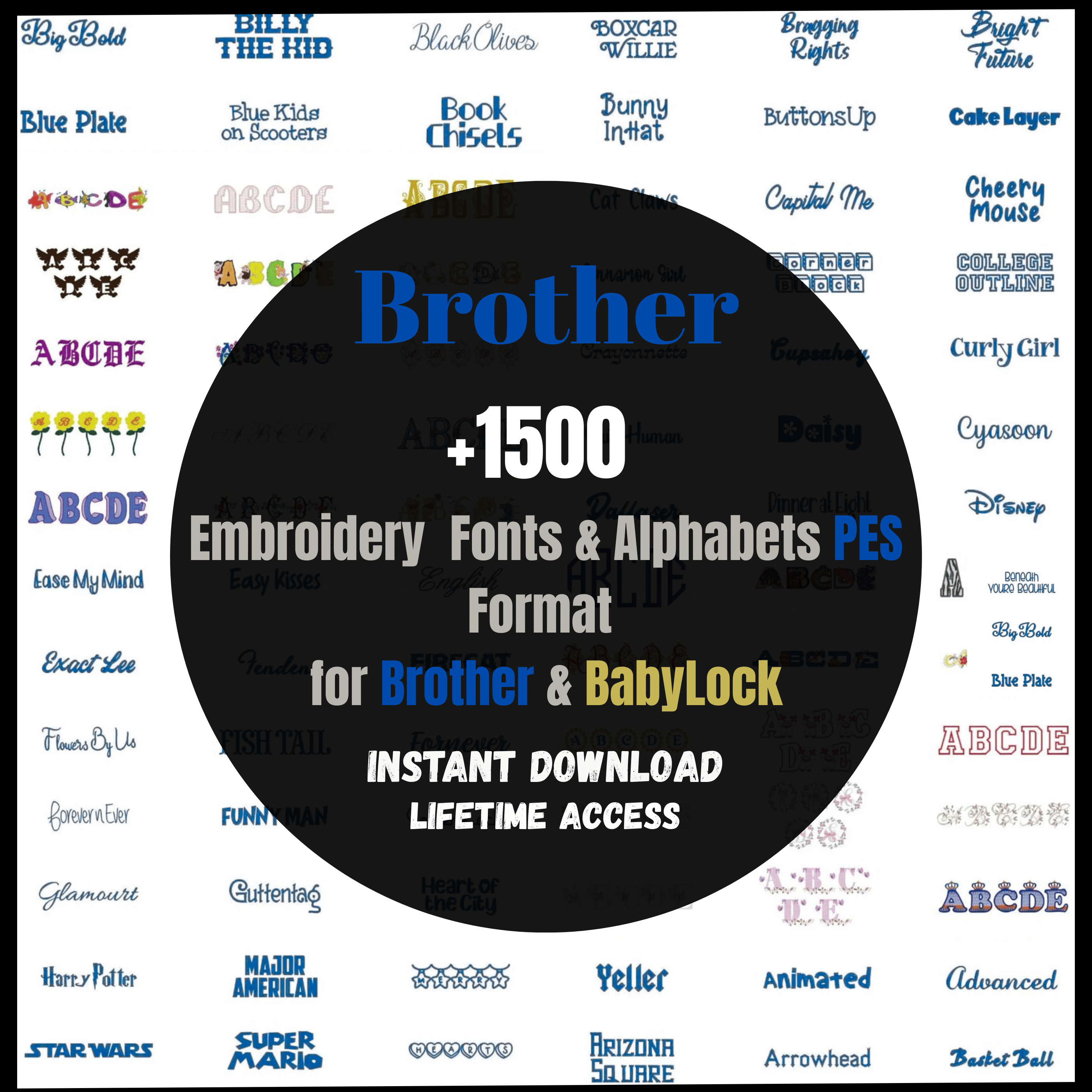 Machine Embroidery Fonts and Alphabets Designs for Brother & Ba...