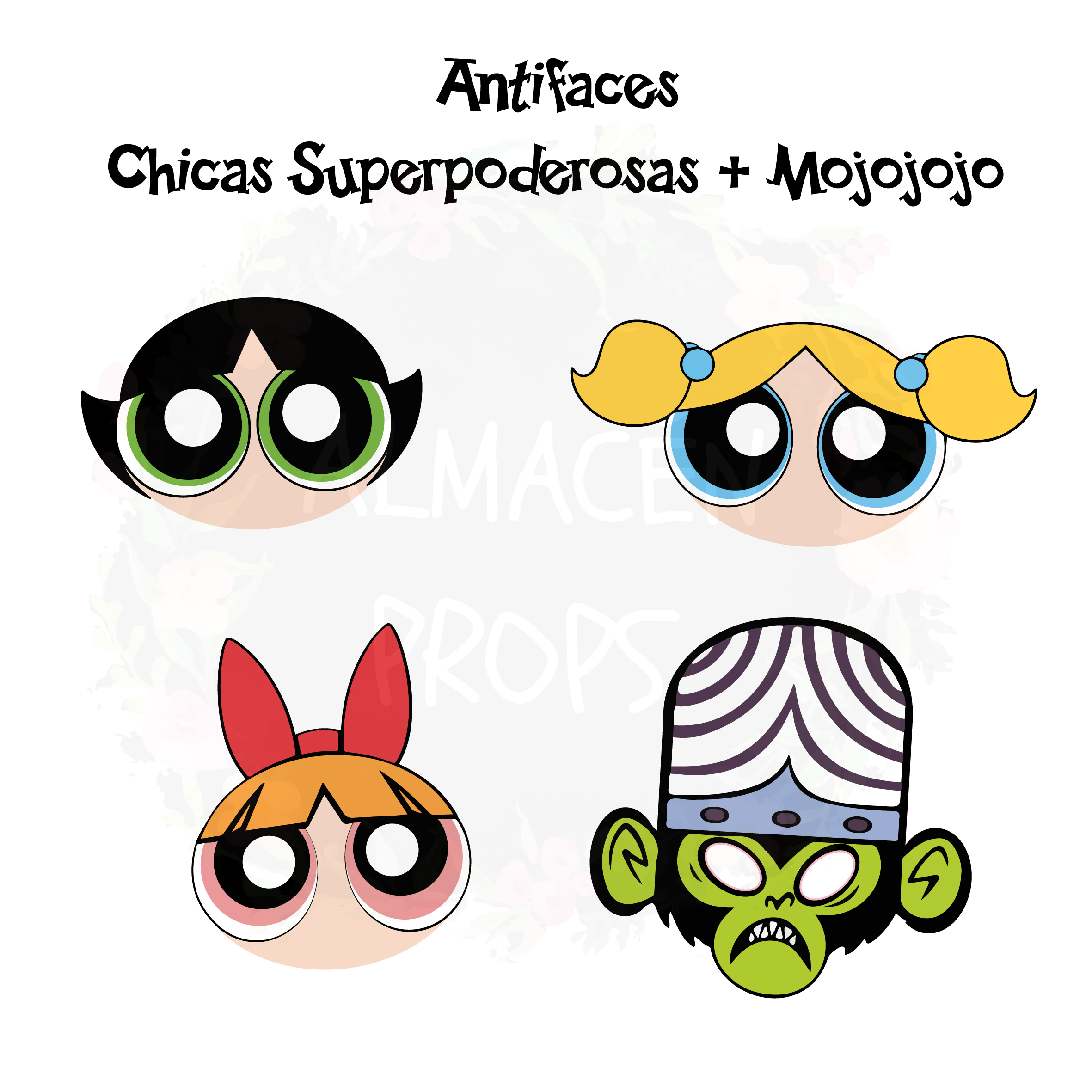 Kit imprimible de Máscaras CHICAS SUPERPODEROSAS y MOJOJOJO - María...