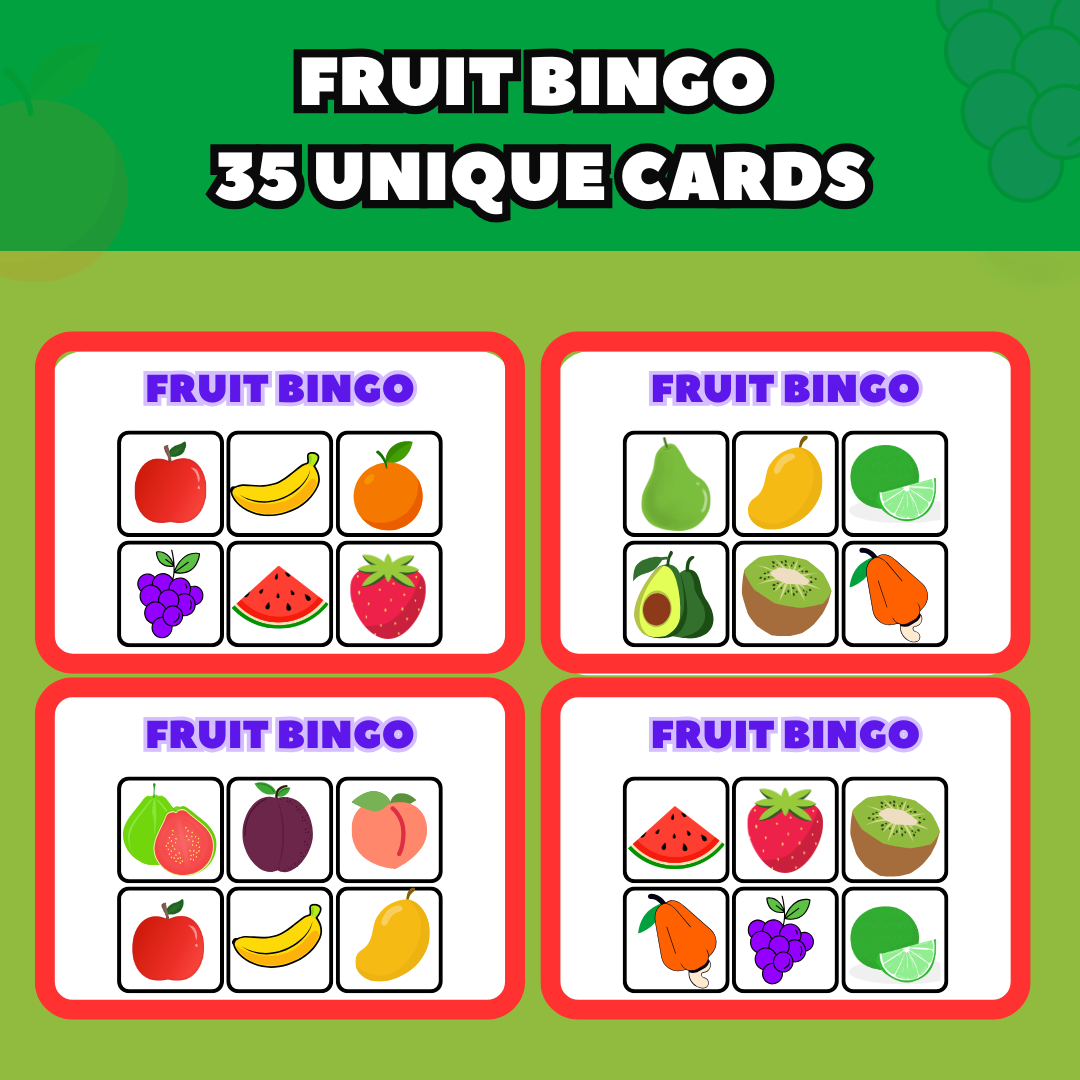 Fruit Bingo – 35 Unique Cards | Hotmart