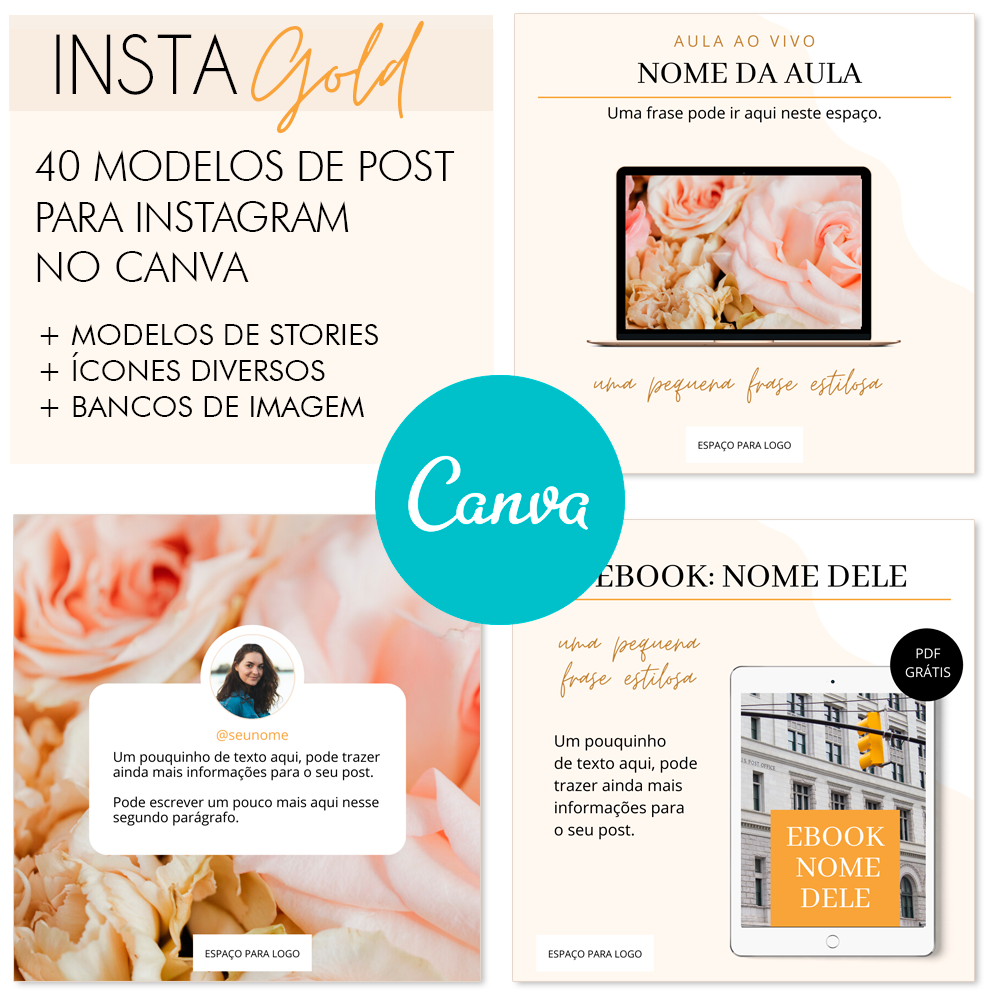 Insta Gold - kit de artes de posts - Par de Ideias | Hotmart