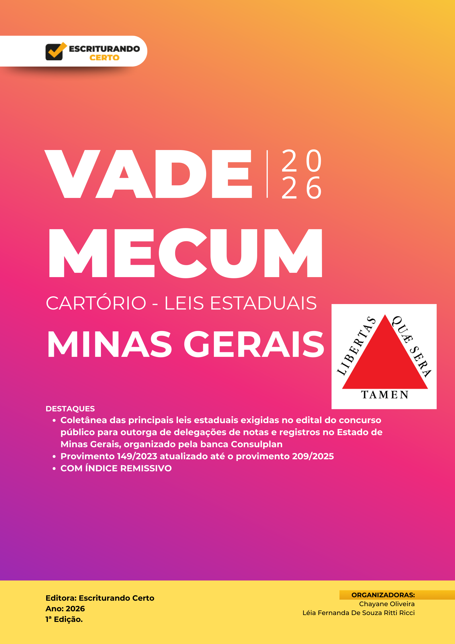 MG | Vade Mecum Estadual Minas Gerais (físico) - Escriturando Cert...